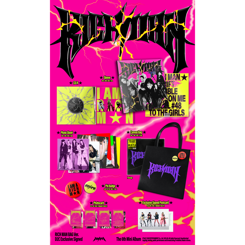 The 6th Mini Album 'Rich Man' (RICH MAN BAG Ver.) (Version A) (Signed) - aespa Official Store